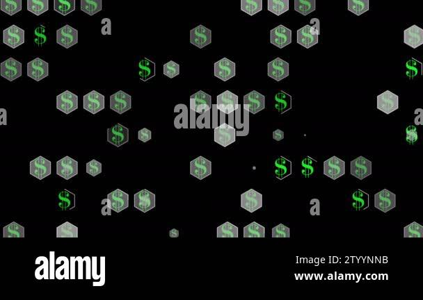 US dollar money sign appears and disappears in the frame of a pentagon ...