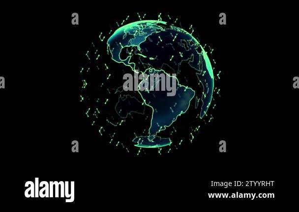 Digital earth data globe - abstract 3D rendering satellites starlink ...