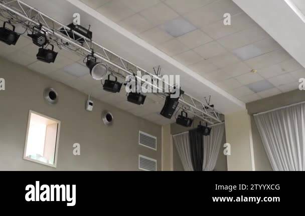 Stage lighting is fixed on the ceiling to illuminate objects, light ...
