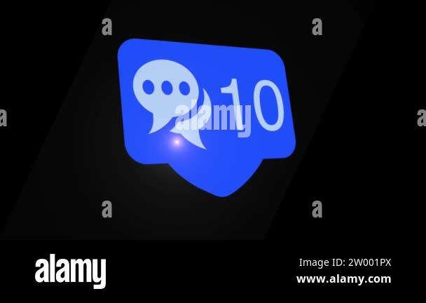 3D social media notification Icon animation. User comment message with ...