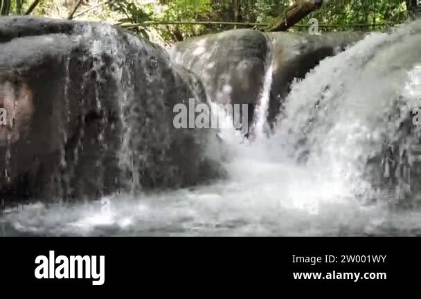 Closeup of the waterfall nicknamed the washing machine as white water ...