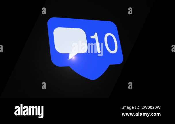 3D social media notification Icon animation. User comment message with ...