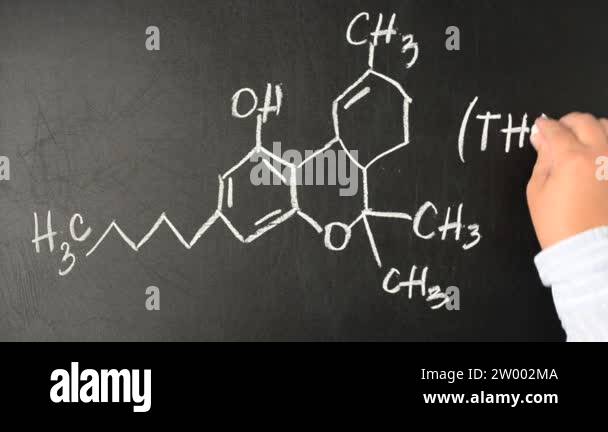 Tetrahydrocannabinol and drawn his chemical formula. Structural model ...