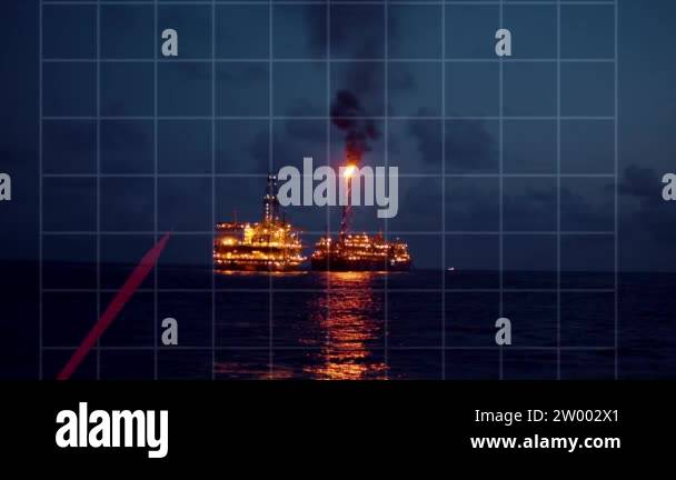 Concept of Oil price grows up. Increase oil animation. Oil rig and ...