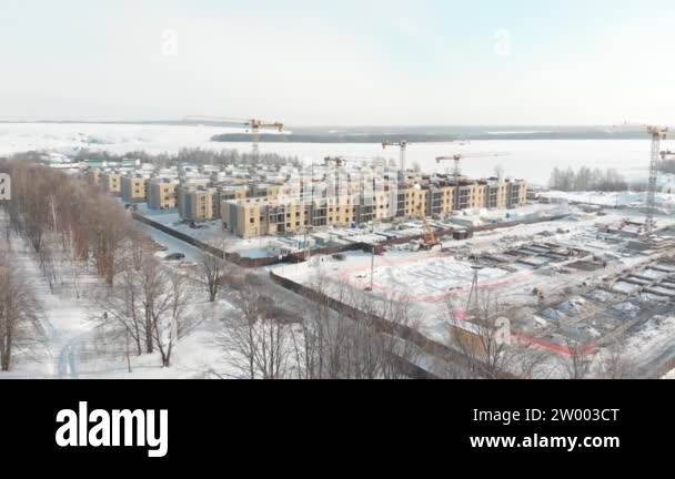 Construction of a living complex of a bunch of identical buildings ...