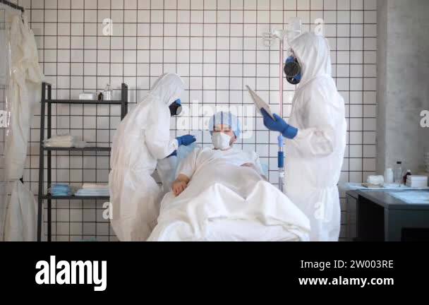 Coronavirus covid-19 Infected Patient on bed in Quarantine Room at ...