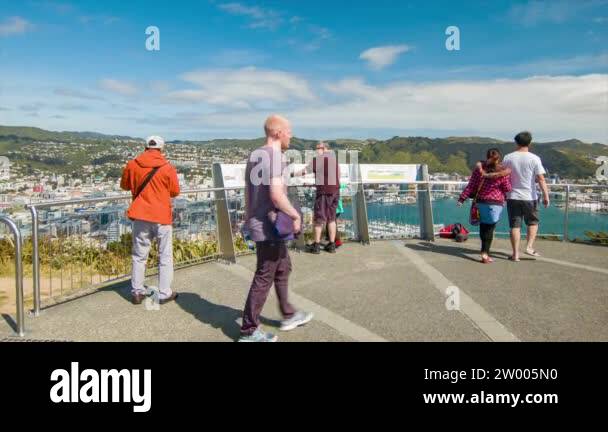 Wellington New Zealand Tourists Visiting Mount Victoria Lookout ...
