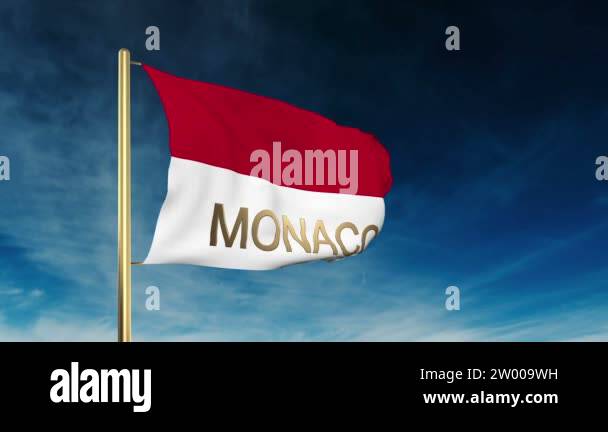 Monaco flag slider style with title. Waving in the wind with cloud ...