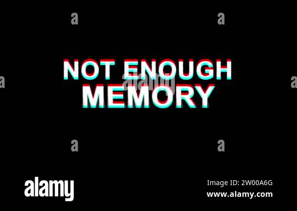 Not Enough Memory Glitch Effect Text Digital TV Distortion 4K Loop ...