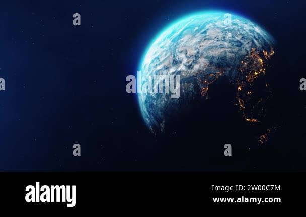 Realistic Motion Graphics of Planet Earth Rotating in the Night Loop Animation Stock Video ...
