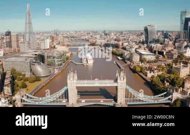 Tower Bridge in London, the UK. Drawbridge opening. One of English ...