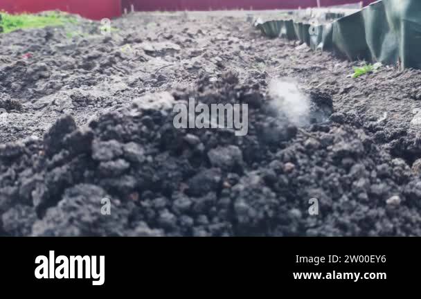 Explosion on the surface of the earth from an explosive device, hit by ...