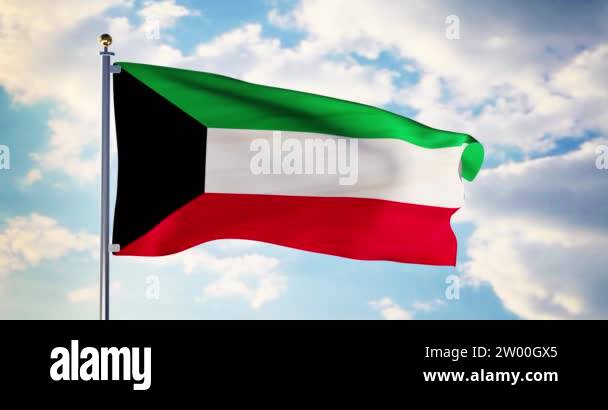 Kuwait flag waving in the wind shows Kuwaiti symbol of patriotism ...