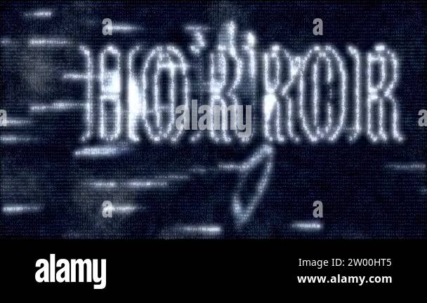 matrix effect. human hand, horror inscription appears on black cyber ...