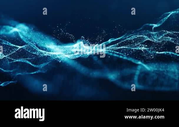 Abstract blue color digital particles wave with bokeh and light motion background Stock Video ...