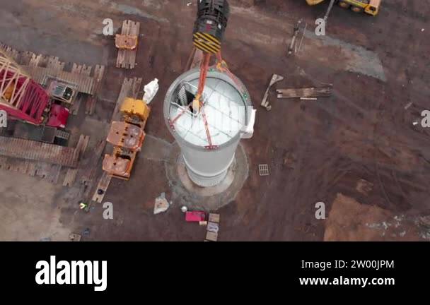 Building process of wind energy power tower mill, under construction ...