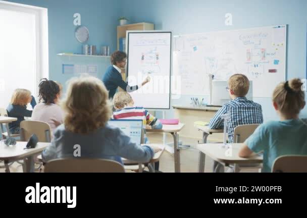 Elementary School Physics Teacher Uses Interactive Digital Whiteboard ...