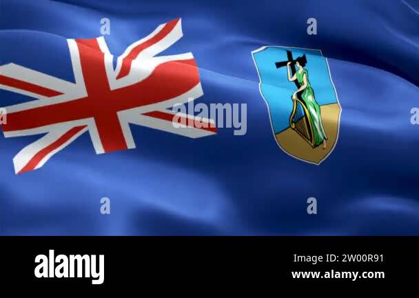 Montserrat island flag Motion Loop video waving in wind. Realistic ...