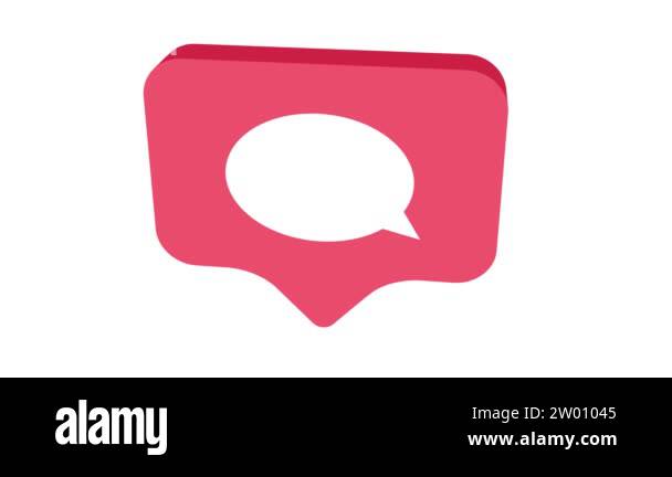 4k Rotating Comment and Like isometric pink icon, 3d animation on a ...