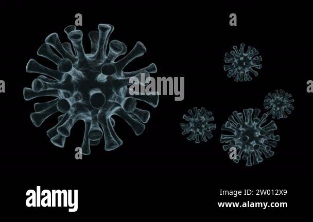 3D animation of a microscopic parasitic virus meant to represent a ...