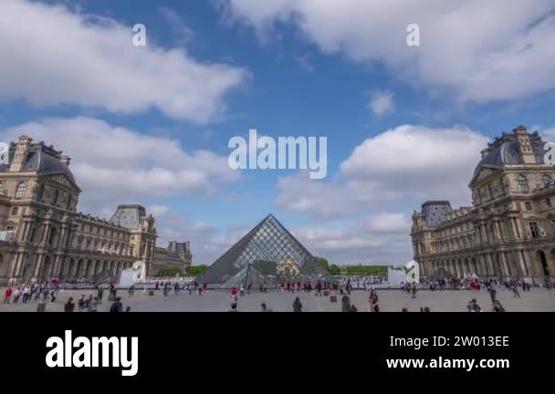 France. Summer sunny weather in Paris. The famous courtyard of the ...