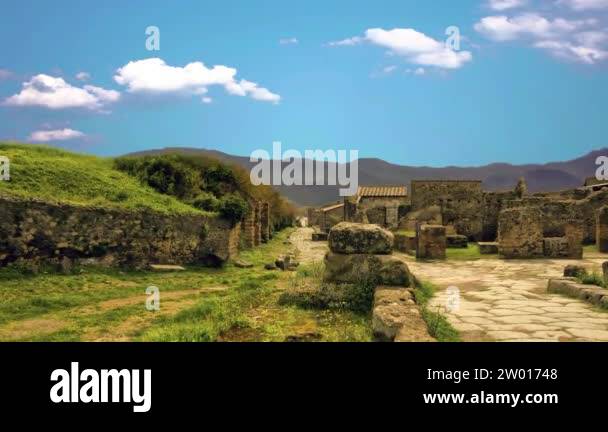 The city of Pompeii, destroyed in 79 BC. the eruption of Mount Vesuvius ...