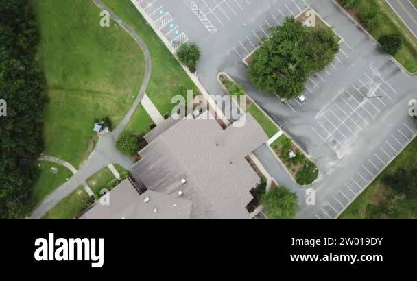 An aerial view of a typical American suburban area showing a mix of ...