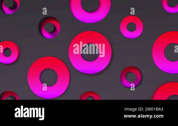 Violet circle 3d shapes geometric animation on dark background. 4k loop ...