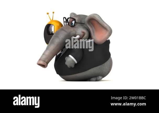 elephant cartoon character with tv set - 3D animation Stock Video ...