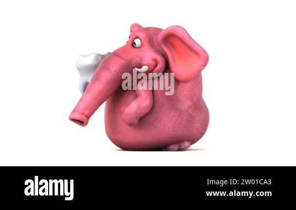 elephant, Funny cartoon character holding tooth - 3D animation Stock ...