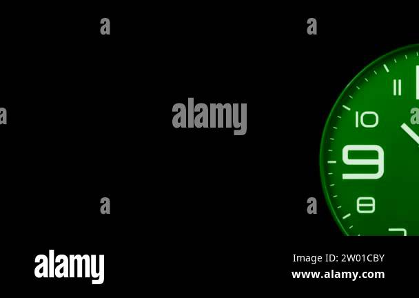 Modern green clock face moving fast forward transition Clock ticking ...
