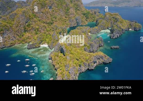 aerial view of miniloc island el nido palawan philippines limestone ...