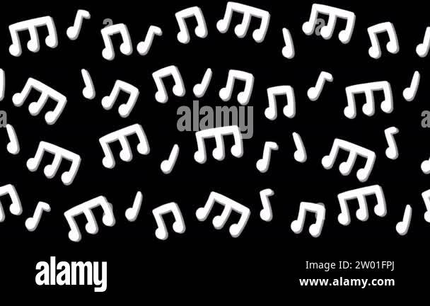 musical notes shaking under a musical rhythm on a black background ...