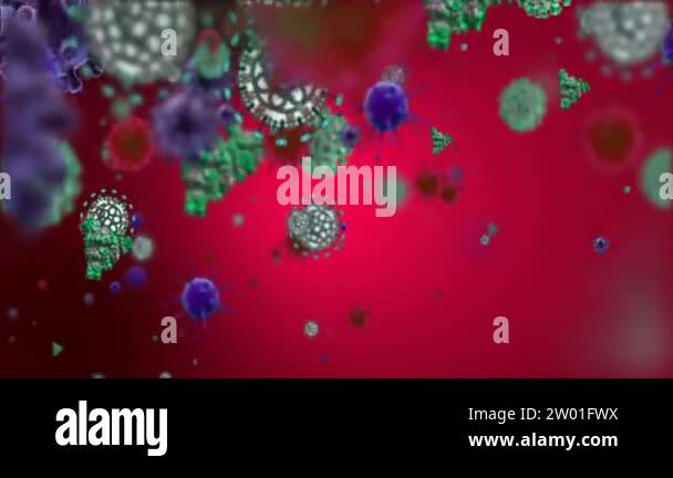 Medical illustration 2d, 3d animation background of cells, bacteria ...