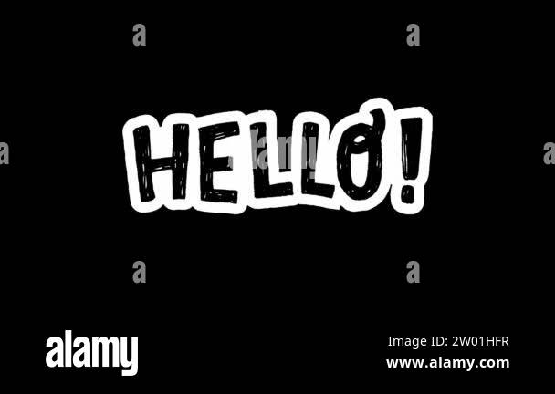 Moving typographic lettering Hello with exclamation mark. Animated hand ...