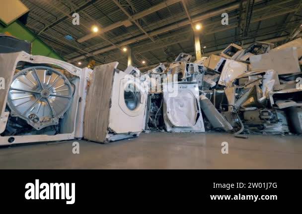 Waste, plastic trash, garbage recycling plant. Landfill unit with a ...