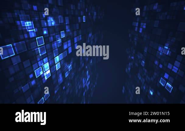 Abstract blue flashing rectangle grid perspective motion graphic ...