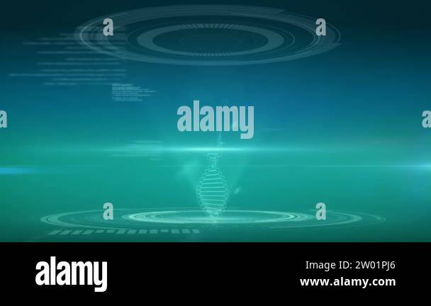 DNA double helix with heart ECG, molecule model, and program codes ...