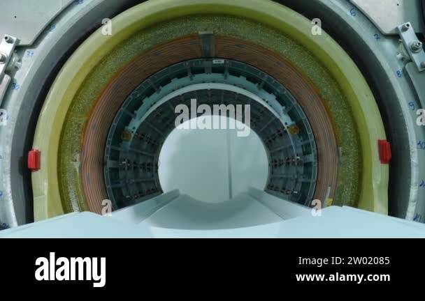 New hospital room improvement with tomograph being installed. An empty ...