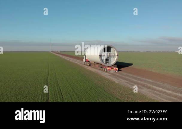 Building process of wind energy power tower, windmill under ...