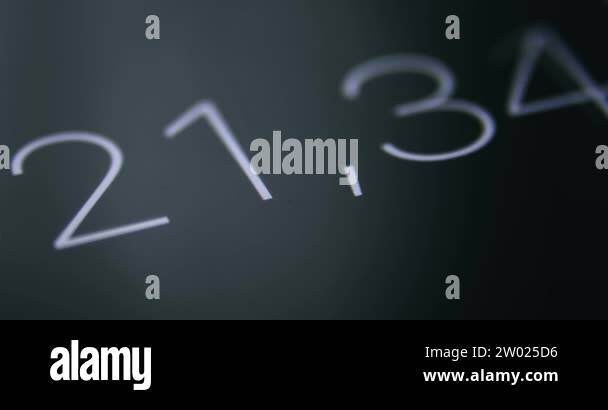 Black screen of digital stopwatch with countdown white running numbers ...