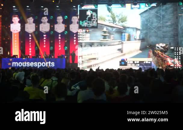MOSCOW - 23th DECEMBER 2019: esports event. Big crowd on a stadium. Big ...