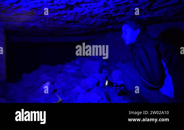 Odessa, Ukraine - 01 FEBRUARY, 2018: Inside the Odessa Catacombs. Stone ...