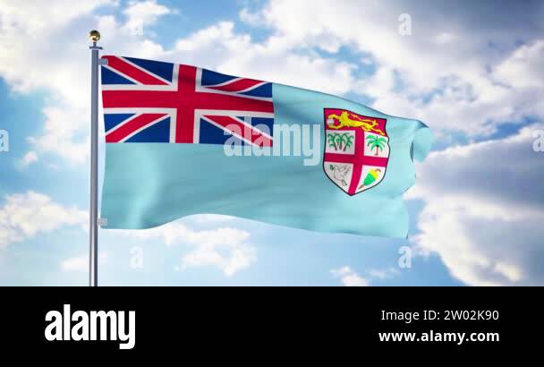 Fijian flag waving in the wind shows fiji symbol of patriotism ...