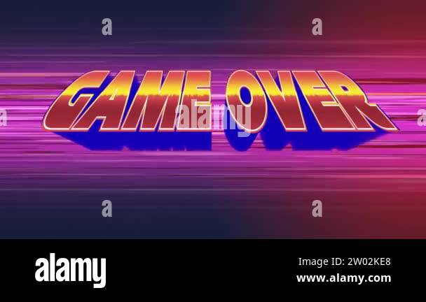 Digital animation of Game Over text zooming in the screen while ...
