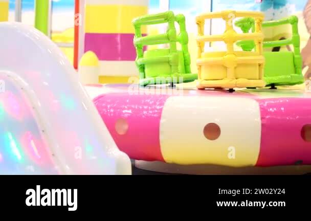 rotation of children's rides in the recreation area Stock Video Footage ...