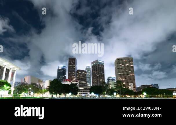 Los angeles downtown night skyline Stock Videos & Footage - HD and 4K ...