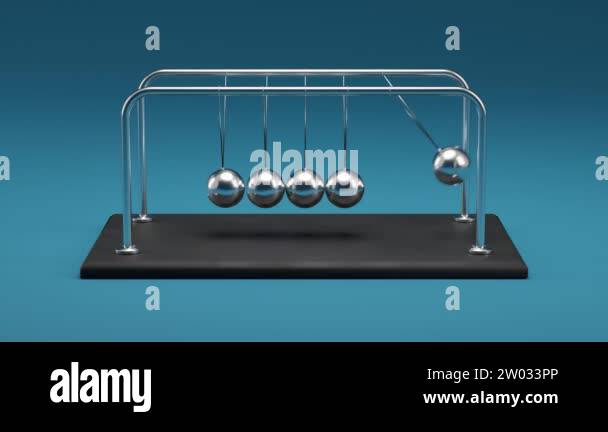 4K Animation of a Newton's Cradle, Chrome Metal Spheres with ...