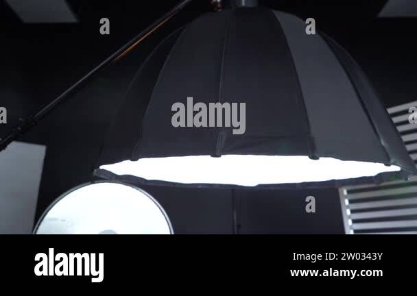 Black and White Cyclorama. Dark room. Modern photo studio with ...