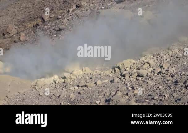 Volcanic gas exiting through fumaroles on Fossa crater of Vulcano ...